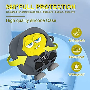 Cute Case for Galaxy Buds 2 Pro Case (2022) / Galaxy Buds 2 Case (2021) / Galaxy Buds Pro Case (2021) / Galaxy Buds Live Case (2020), Silicone Cartoon Funny Cute Galaxy Buds Case Cover (Yellow)