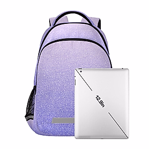 Ombre Purple Glitter Laptop Backpack Backpack Bookbag Travel Bag Casual Daypack With Chest Strap for Boys Girls