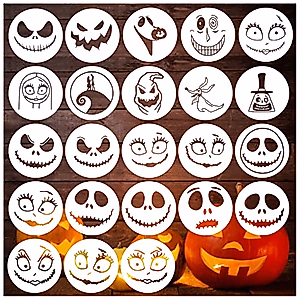 Halloween Stencils for Pumpkin Carving Kids Reusable Halloween Face Paint Stencils for Painting on Wood Shirts Cookie Canvas Walls Art Decorative (23pcs 3in face)