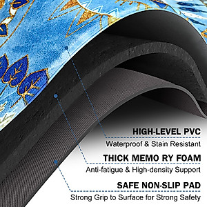 FRAMICS Boho Kitchen Rugs and Mats Cushioned Anti-Fatigue Kitchen Rug, Waterproof Non-Slip Kitchen Mats and Rugs, Memory Foam Bohemian Kitchen Floor Mat for Home Office Laundry, 18" x 48" + 18" x 30"