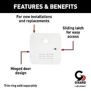 Girard Products Llc RV Water Heater Door Installation Conversion Kit, 6-Gallon (Atwood/Dometic), Polar White, 15" x 16.5" x 2" Hinged Design with Sliding Latch for Easy Access - 2GWHDA6