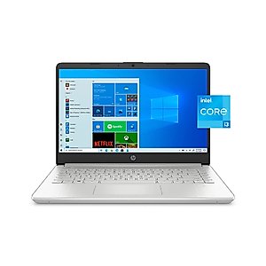 2022 HP 14" HD Touchscreen Laptop - 11th Gen Intel i3-1115G4 - 12GB DDR4 - 256GB M.2 NVMe SSD - Intel UHD Graphics - HDMI WiFi Bluetooth Webcam - Silver - Windows 10 Pro w/ 32GB USB Drive