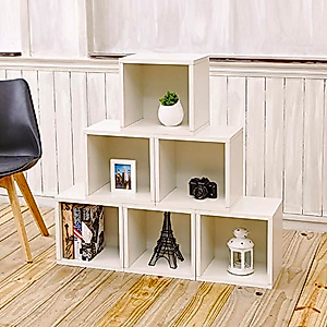 Way Basics Eco Stackable 1 tier Storage Cube, Cubby Organizer (Tool-Free Assembly and Uniquely Crafted from Sustainable Non Toxic zBoard paperboard), Black Wood Grain