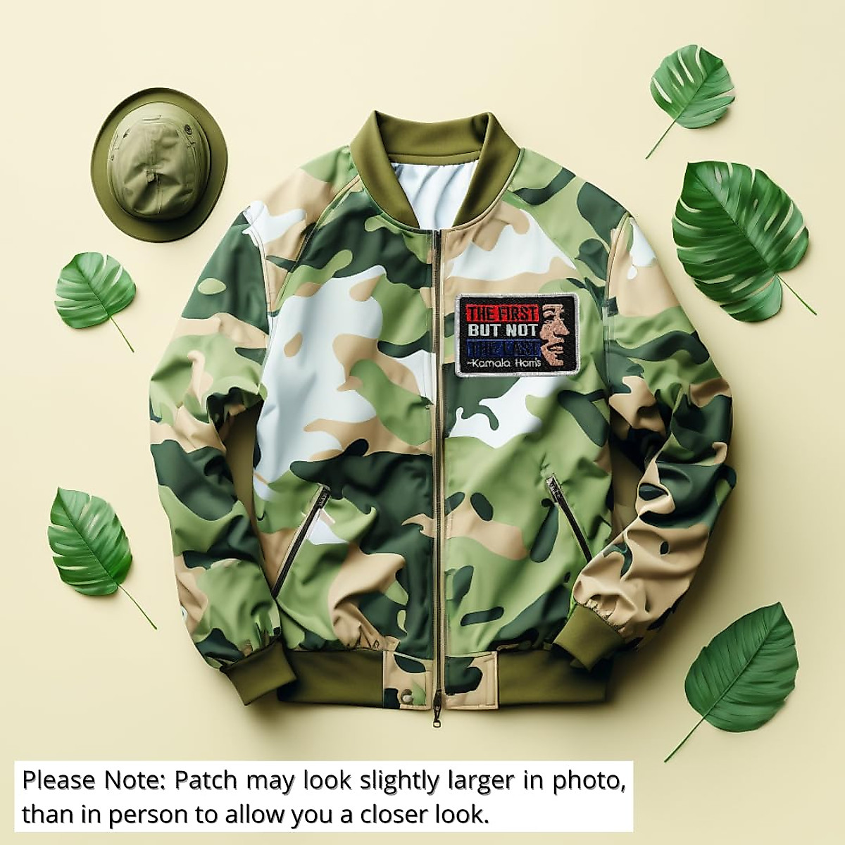 Patch Party Club, Kamala Harris Not The First 1-pc, Embroidered Circular Iron-on Patch, Size 3.5" x 2.65", Patch for Jackets, Hats, Bags