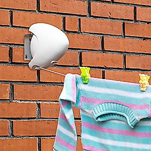 Tatkraft Strong Retractable Clothesline, Automatic Retractable Mechanism, 49ft Adjustable and Heavy-Duty Clothesline, Weather Proof and Rust Resistant, Screws and Fixture Hook Included