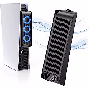 KIWIHOME Cooling Fan for PS5 Accessories, Upgraded Quiet Cooler Fan with LED Light, Horizontal Cooling Accessories with USB3.0 Hubs, Efficient Cooling System for PS5 Disc and Digital Edition(Black)