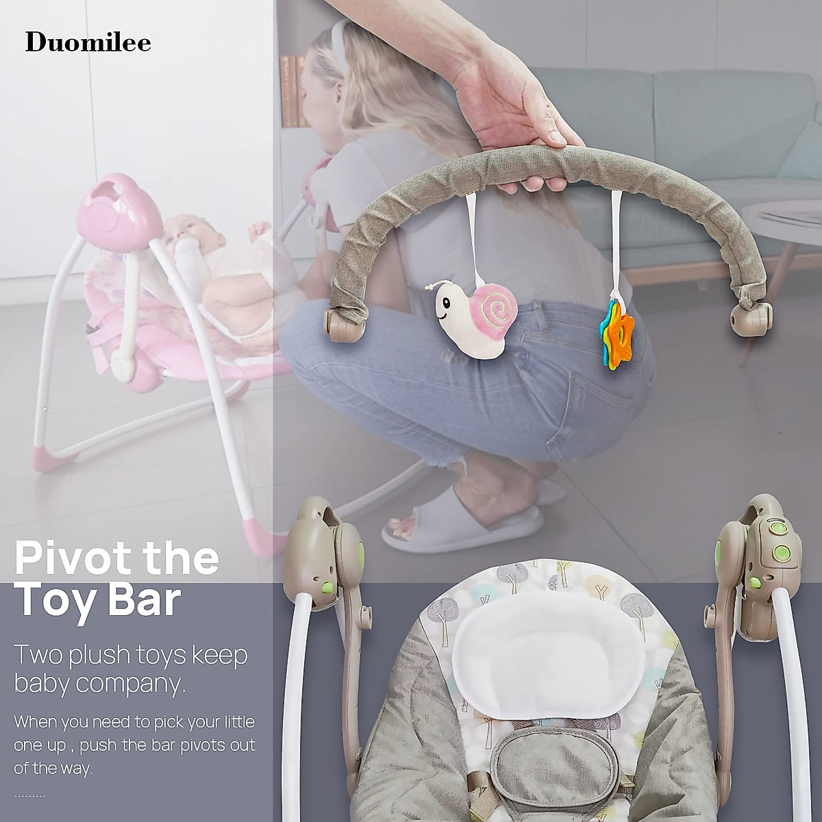 Baby Swing for Infants to Toddler, Portable Automatic Swing with Music, Adaptable Speed - 6-25 lbs, 0-9 Months