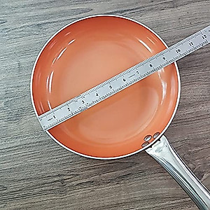 SHINEURI 9.5 inch Copper Nonstick Fry Pan with Lid, Ceramic Omelet Pans for Induction, Gas, Electric & Stovetops, Perfect for 2-3 Person Meal (Black)