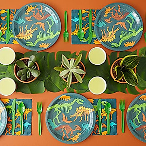 144 Piece Rawr Dinosaur Birthday Party Supplies, Dino Dinnerware Set with Plates, Napkins, Cups, and Cutlery (24 Guests)