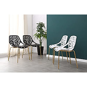 Pozbee Modern White Dining Chairs Set of 2, Birch Sapling Style Chairs for Dining Room, Hotels, Restaurants Indoor Outdoor, Elegant Kitchen Chairs with Gold Legs (2, White)