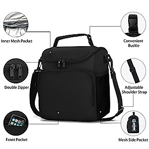 UYLIA Lunch Box for Men,Insulated Lunch Bag Women with Adjustable Shoulder Strap, Cooler Bag with Drinks Holder for Adult Work Picnic Beach Workout (Black, Medium)