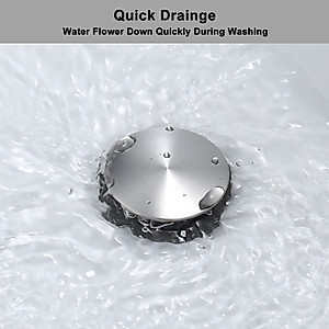 Bathroom Sink Stopper, Pop Up Drain Stopper for Bathroom Sink with Overflow, Built-in Anti-Clogging Strainer, Brushed Nickel