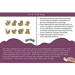 Fin & Viola Bar Soap (4 oz Bar) -- All Natural -- Fun Animal Shapes -- Preservative & Chemical-Free-- 5 Simple Ingredients -- Pediatrician Approved (Bunny), Yellow