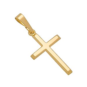 MAZZERI 14k Gold Cross Pendant, Hypoallergenic Gold Religious Charms for Men and Women, Handcrafted in the USA
