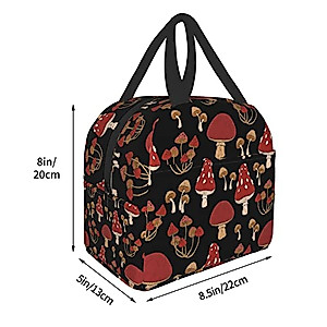 Lunch Bag Red Mushrooms Print Insulated Lunch Box Reusable Lunch Bags Meal Portable Container Tote For Men Women Work Travel Picnic
