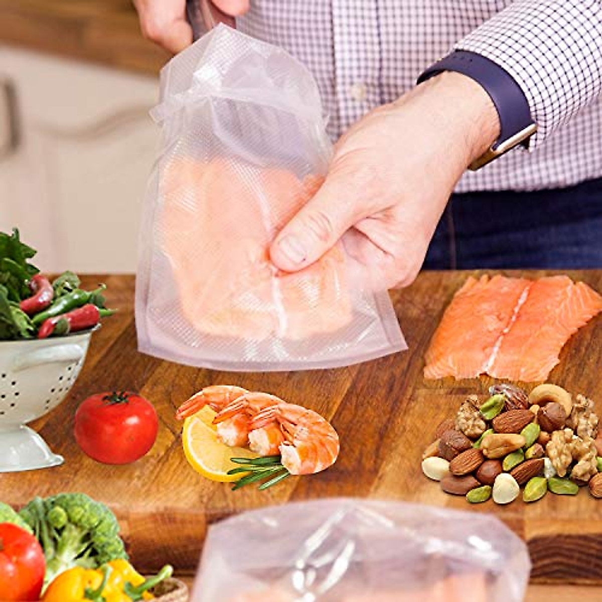 Vacuum-Sealer Rolls Food-Storage Bags for Food - 2 rolls 6"x10' and 2 rolls 8"x10' and 2 rolls 11"x10' Sous Vide cooking, Mircowave & Freezer Food Storage…