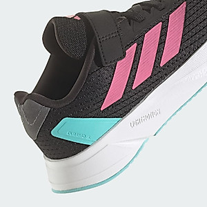 adidas Duramo SL Elastic Lace Sneaker, Core Black/Pink Fusion/White, 2 US Unisex Little Kid