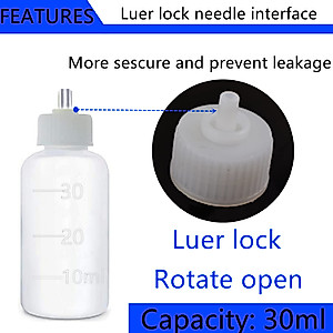 Expesumas 6 Pcs Glue Applicator Bottles, 30ml Plastic Squeezable Dropper Bottles with Blunt Needle Tip 14ga 16ga 18ga 20ga for Glue Applications, Paint Quilling Craft and Oil