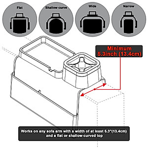 Couch Cup Holder Tray，Super Large Silicone Sofa Armrest Tray with Side Pockets，Anti-Slip Couch Caddy for Drinks/Phone/Remote/Snacks Sofa Table Organizer，Fathers Day Dad Gifts -Slate Gray