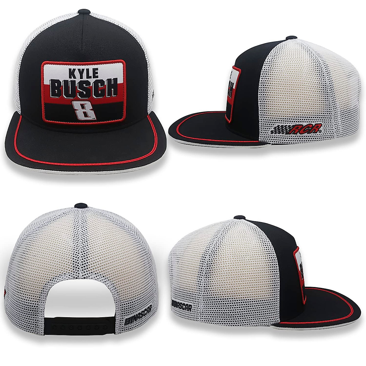 Checkered Flag Sports 2023 Kyle Busch #8 Patch Hat NASCAR Adjustable Racing Mesh Baseball Flat Brim Cap Black