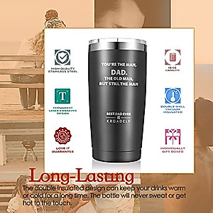 KRDADELF Dad Birthday Gifts from Daughter Son kids, 20oz Best Dad Wine Tumbler for Dad Who Wants Nothing Pocket Watch For Men Who Have Everything Gifts Idea for Fathers Day Christmas