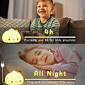 Pretoee Dumpling Light for Kids, Cute Night Light Color Changing Silicone Night Light USB Charge, Squishy Lamp for Boys Girls Kawaii Gift