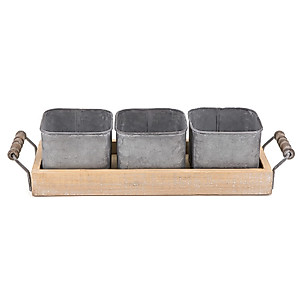 NIKKY HOME Farmhouse 3 Compartment Galvanized Flatware Cutlery Caddy Kitchen Countertop Silverware Holder for Spoons, Knives, Forks - Silver