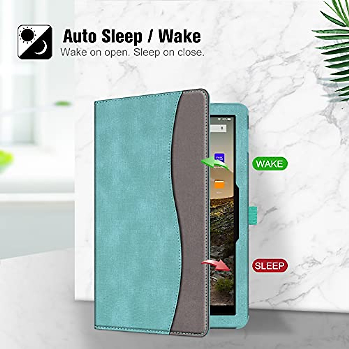 Fintie Case for All-New Amazon Fire HD 10 and Fire HD 10 Plus Tablet (Only Compatible with 11th Generation 2021 Release) - [Multi-Angle] Stand Cover with Pocket Auto Wake/Sleep, Turquoise
