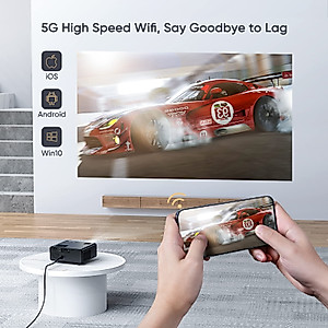 5G WiFi Bluetooth Projector, TOPTRO TR22 Outdoor Projector 4K Supported, 480 ANSI Lumen, Smart Touch Keys, 4D/4P Keystone Correction, Full Sealed Optical Movie Projector Compatible with iOS/Android