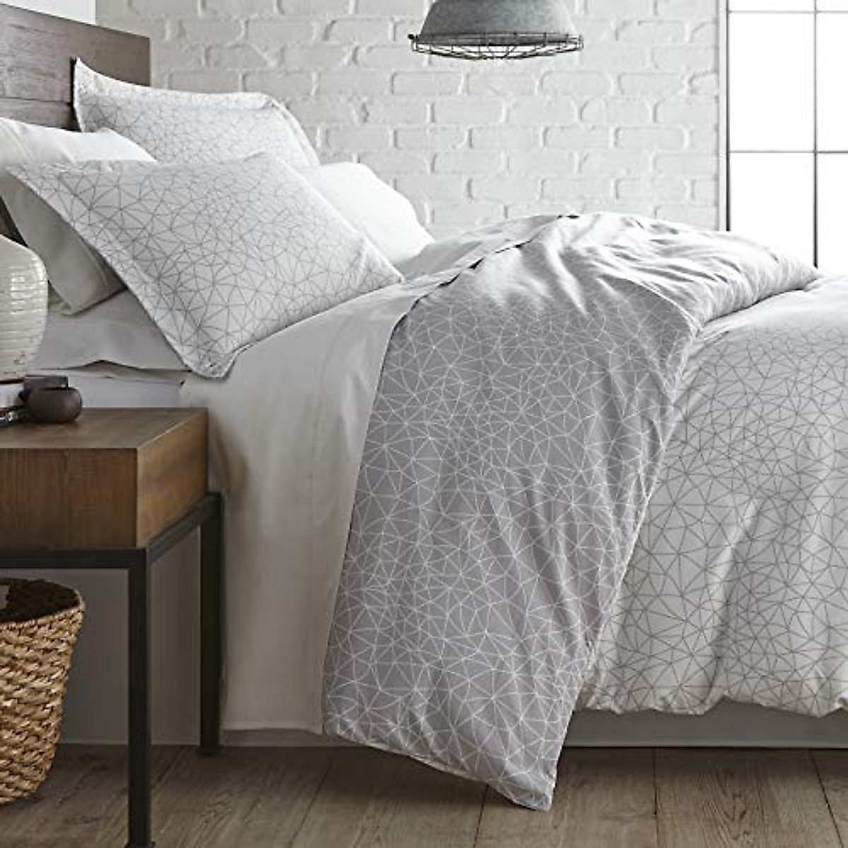 Geometric Maze Collection - Premium Quality, Soft, Wrinkle, Fade, & Stain Resistant, Easy Care, Oversized Duvet Cover Set, King / California King, Grey