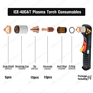 192047 Electrode 204325 Tip 204323 Plasma Cutting Torch Consumables for Miller ICE-40C ICE-40T/TM PK-25