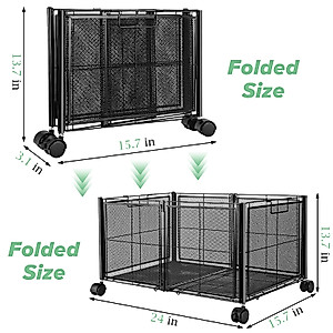 HoCorn Toy Storage and Organizer with 4 Slient Wheels, Foldable Toy Chest, Large Capacity Rolling Toy Chest for Boys Girls, Metal Collapsible Toy Storage Bin,1-Minute Assembly Toy Bin, 1 Pack
