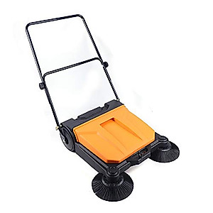 26''/41" Outdoor Hand Push Sweeper Manual 360° Spinning Sweeping Sweeper Pavement Street Walk-Behind Sweeping Cleaning Outdoor Folding Sweep Tool (26'')