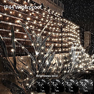 IKNHYEG Outdoor Net Lights Solar Powered Mesh Lights 11.8 x 4.9FT Garden Tree Lights Solar Outside Bushes Lights Waterproof with 8 Modes Timer for Curtain,Balcony,Gazebo(White)