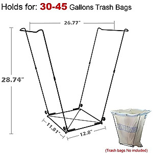 Artigarden Garden Trash Bag Holder - Outdoor Leaf Bag Support Stand Multi-Use Metal Garbage Bag Holder Frame Holds 30-45 Gallons Bag for Camping Leaves Gardening Parties Yard Weeding (Black)