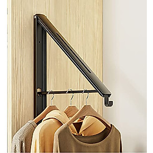 WXS-CHALL Aluminum Wall Mounted Clothes Drying Rack - Space Saving Folding Laundry Rack for Wall, Collapsible Design (Black)