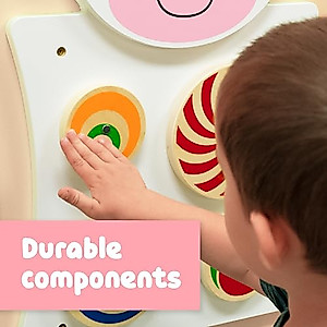 SPARK & WOW - 50677 Cow Activity Wall Panel - 18m+ - Toddler Activity Center - Wall-Mounted Toy - Busy Board Decor for Bedrooms, Daycares and Play Areas