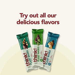 think! Vegan/Plant Based High Protein Bars - Chocolate Mint, 13g Protein, 5g Sugar, No Artificial Sweeteners, Non GMO Project Verified, 10 Count (Packaging May Vary)