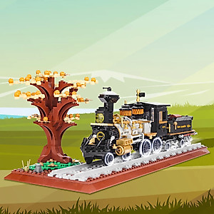 Chunbrommisam Steam Train Building Blocks, Build Model Train Set, DIY Locomotive Display Toy with Railroad Tracks, Gift for Train Enthusiasts (950 Pieces)