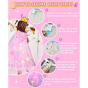 Peach Girls Princess Costume Adult,Super Bros Princess Toys Light UP Cape Set for Kids Cosplay Halloween Dress Up Clothes for Little Girls Accessory