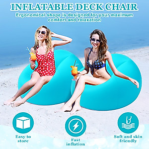 Realspring Inflatable Bean Bag Chair for Adult Bean Bag Sofa Chair Blow up Inflatable Furniture for Outdoor Living Room Bedroom Balcony Travel Party Gift Accessories(Lake Blue,2 Pcs)
