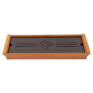 Bamboo Tea Tray, Traditional Chinese Style Serving Tray with Reservoir Type Water Storage Box for Home Office Teahouse Kung Fu Tea Accessory