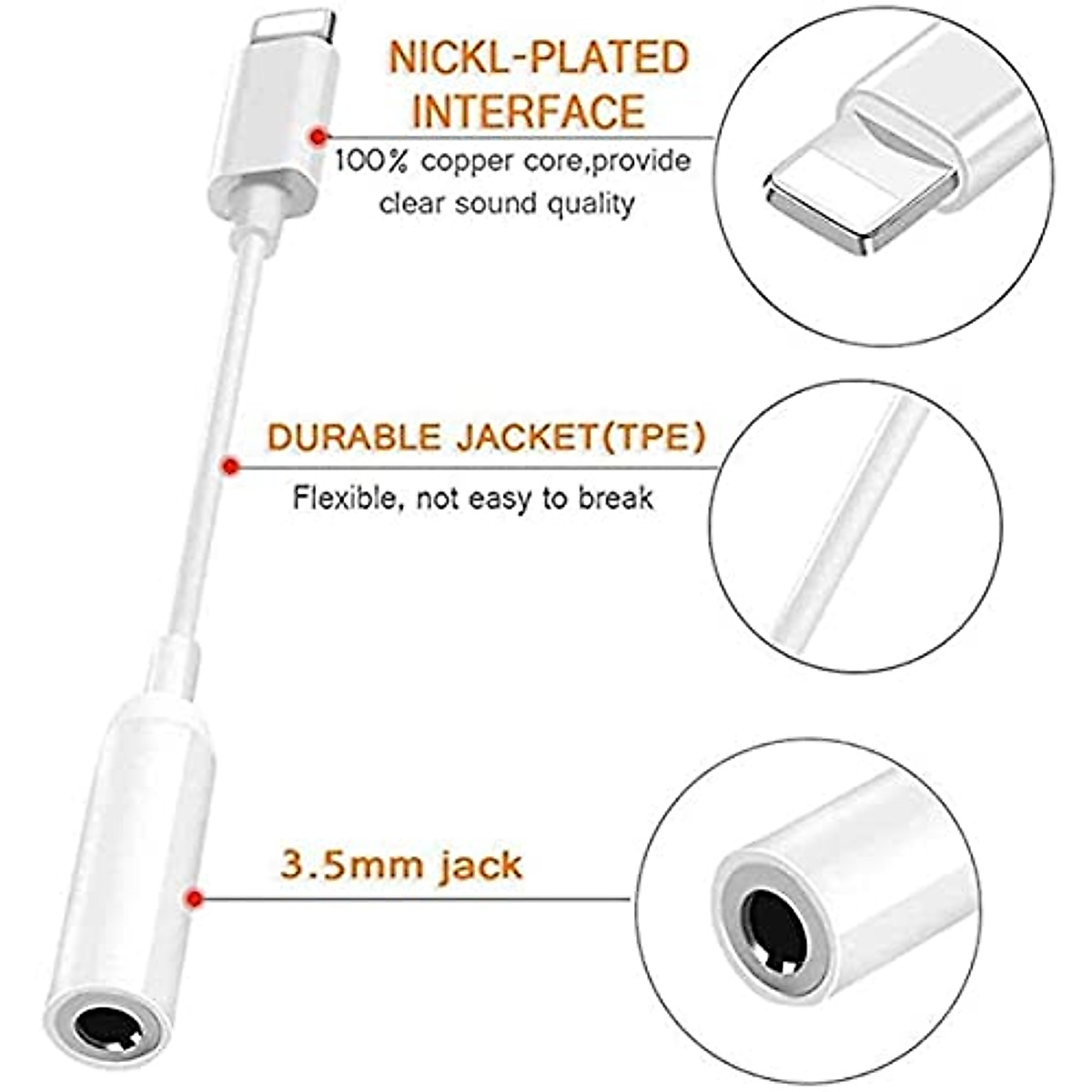 2Pack Lightning to 3.5mm Female Headphone Jack Adapter, [Apple MFi Certified] Lightning to Aux Audio Dongle Cable Cord iPhone 3.5mm Headphones/Earphones Jack for iPhone 12/12 Pro/11/X XR XS 8 7 iPad