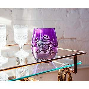 Disney Nightmare Before Christmas Jack Skellington Purple Stemless Wine Glass