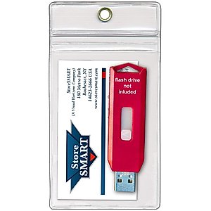StoreSMART - USB Flash Drive/Memory Cards & Business Card Holders 100-Pack - Zip-Top and Hang Hole - Open Short Side (R3578ZIPS-FLASH-100)