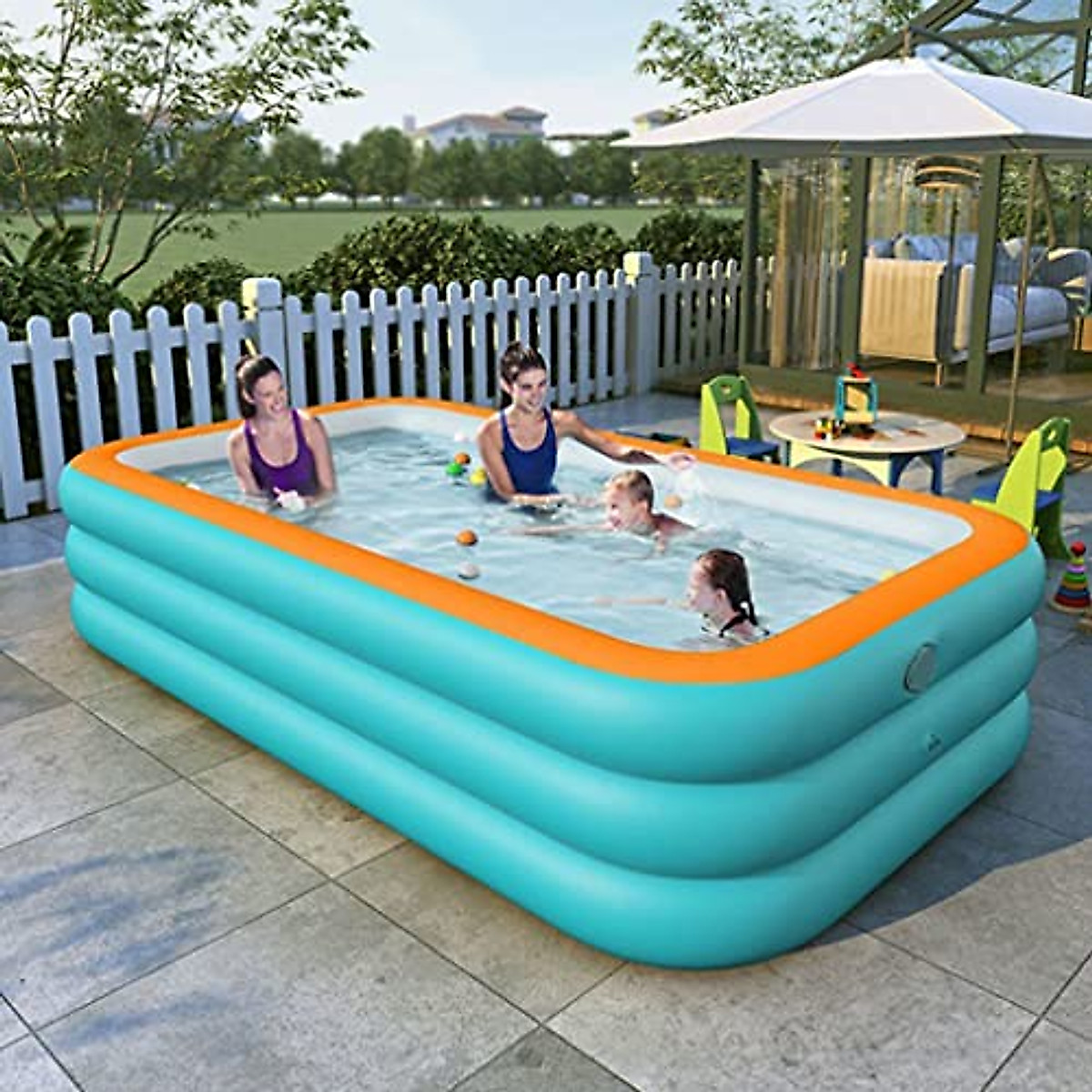Inflatable Swimming Pool, Blow Up Pool, Family Kiddie Pools, Full-Sized Paddling Pool for Toddlers, Kids, Adults, Outdoor, Garden, Backyard (Size : 150x105x55cm)