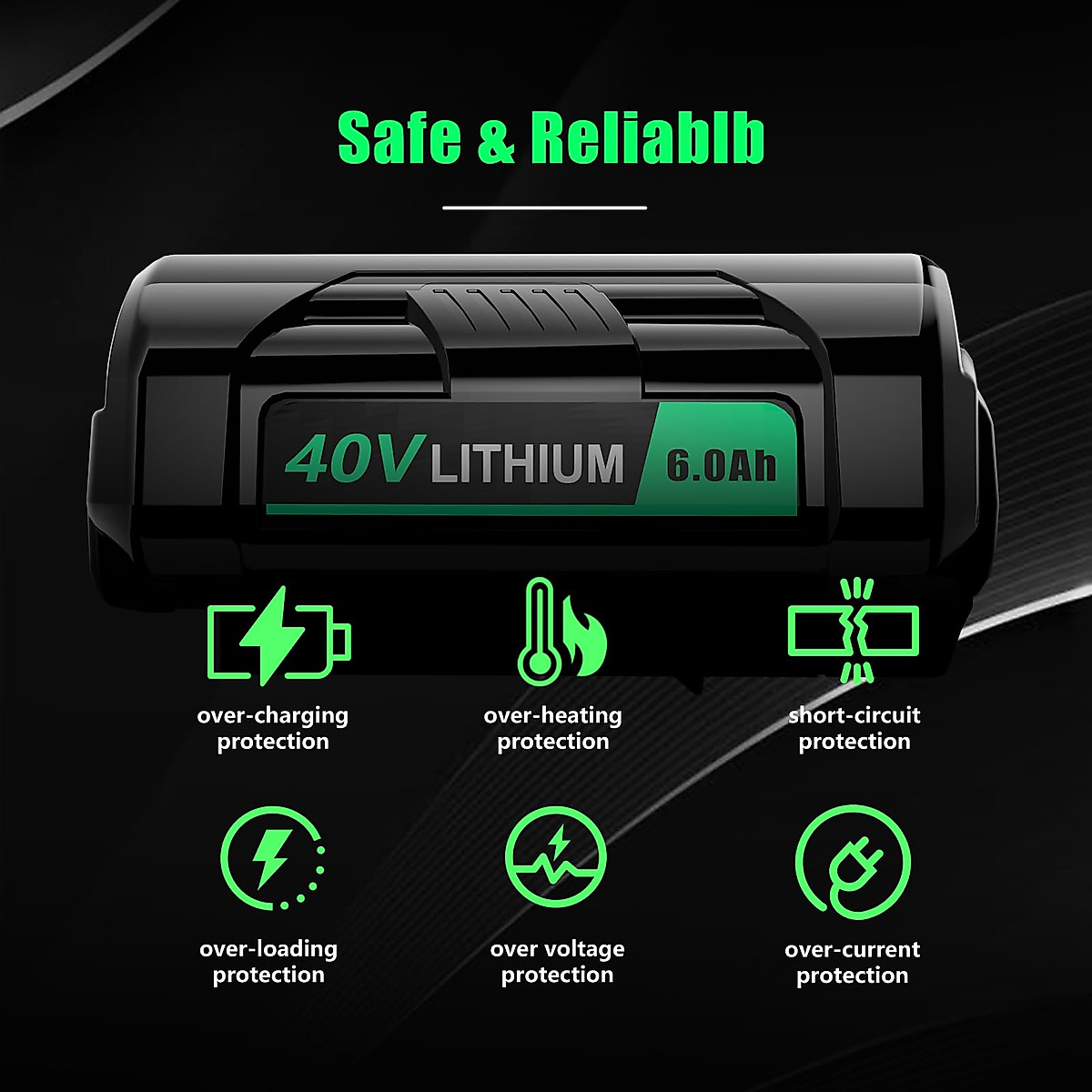 DSANKE 40V 6.0Ah Replacement for Ryobi 40V Lithium ion Battery OP4015 OP4026 OP40201 OP40261 OP4030 OP40301 OP4040 OP40401 OP4050 OP4050A OP40501 OP40601