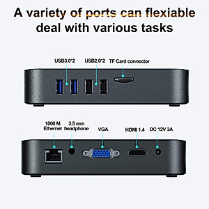 4K Mini PC 8GB RAM 128GB EMMC Windows 10 Pro, Intel Celeron J3455 Processor (Up to 2.3GHz) Mini Desktop Computer with BT 5.0, 2.4G+5G Dual Band WiFi, HDMI/VGA, LAN 1000M Gigabit Ethernet