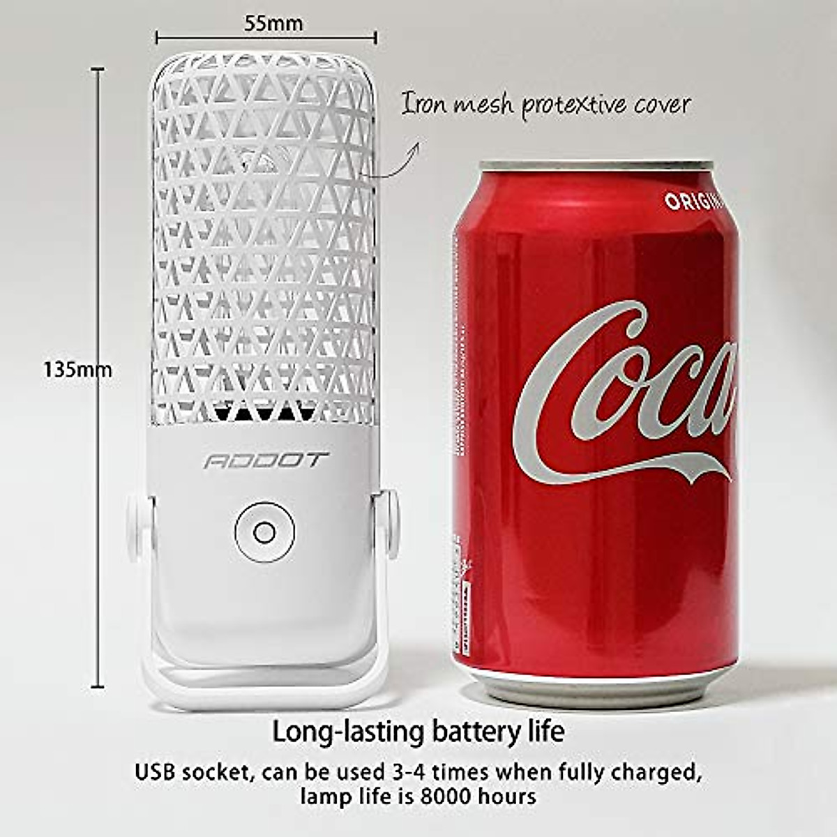 ADDOT Mini Portable UVC, UV Light Sanitizer lamp, Ultraviolet Ozone Double Germicidal Lamp - Sanitize for Small Spaces, Hotels, Kitchen, Car, EPA Registered (white2)