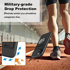 Kaotengwo for Redmi Note 12 Pro/Poco X5 Pro 5G Phone Case with Tempered Glass Screen Protector, Card Holder with Ring Stand case for Note 12 Pro/Poco X5 Pro Cover - Black